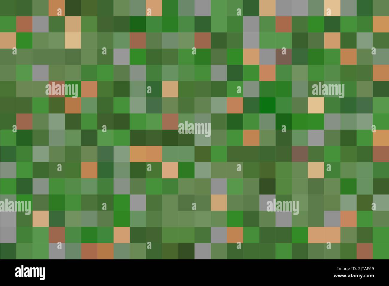 Abstract green color square pixel mosaic background illustration. Grass ...