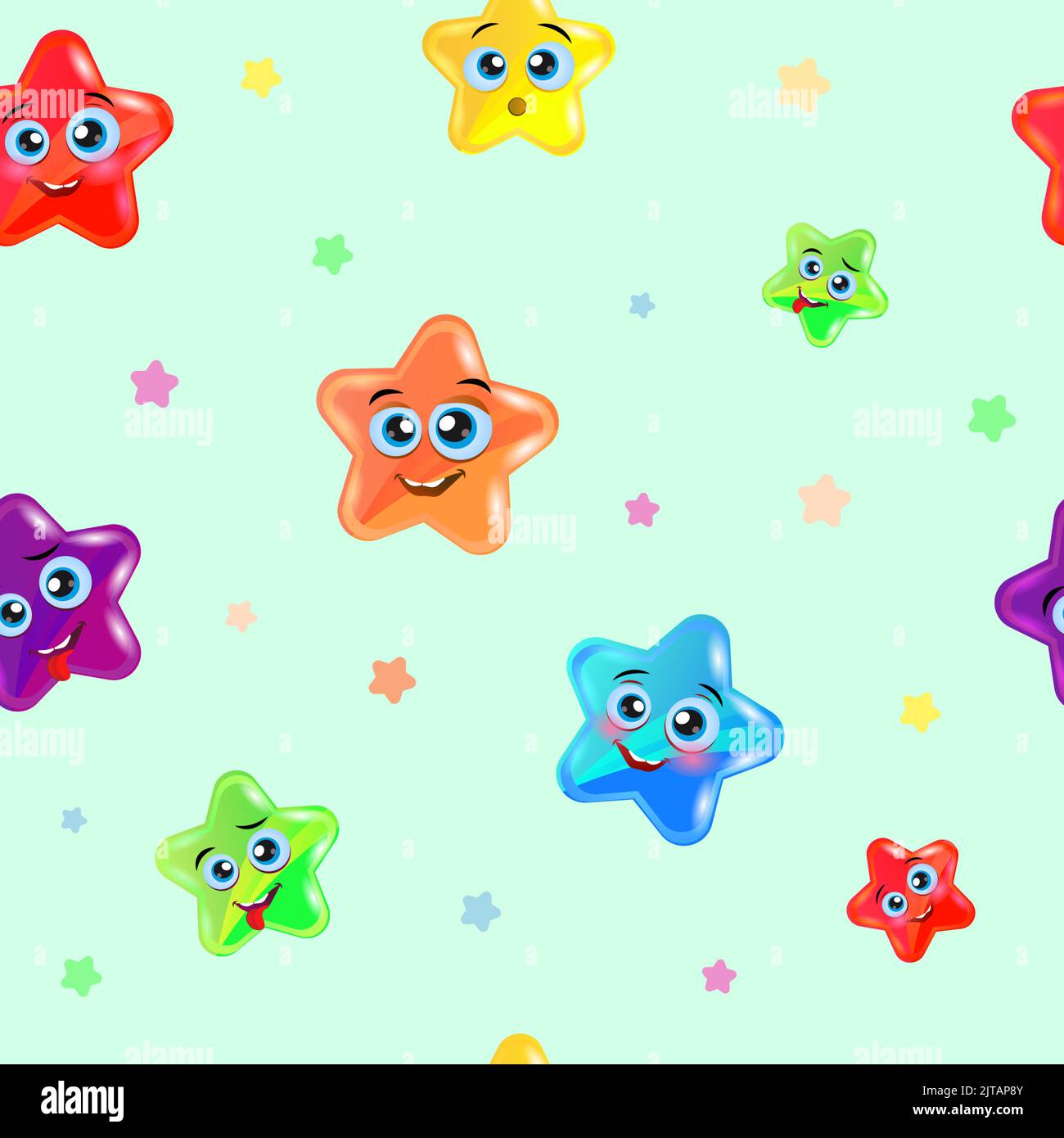 Cute smiling stars pattern. Vector background for baby and kids design ...