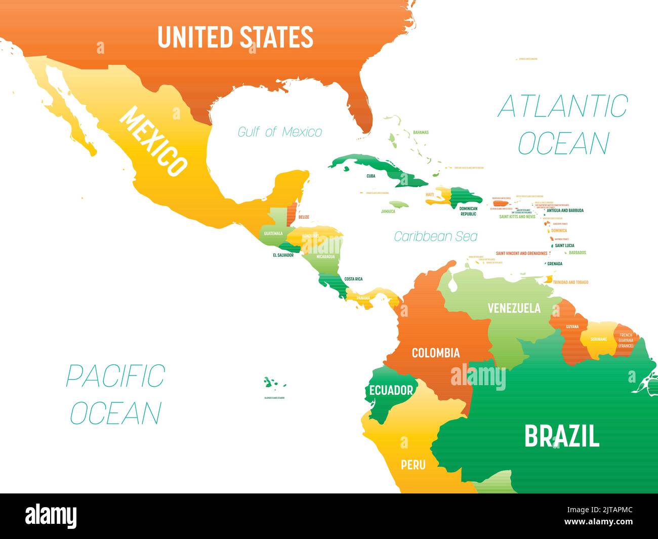 Labeled map of central america