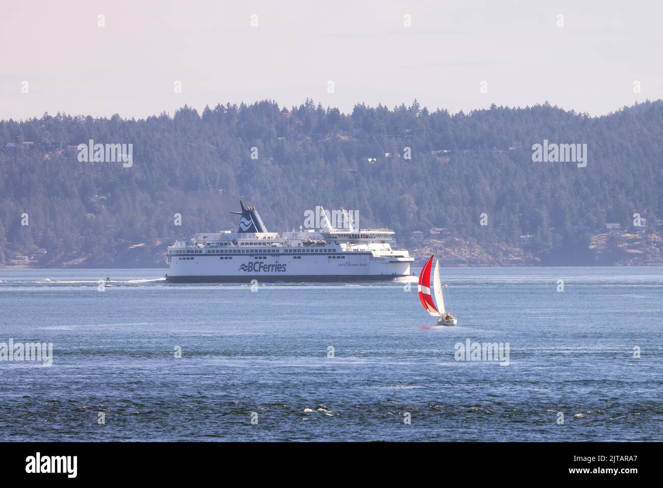 BC Ferries Passing By the islands on the West Coast of Pacific Ocean ...