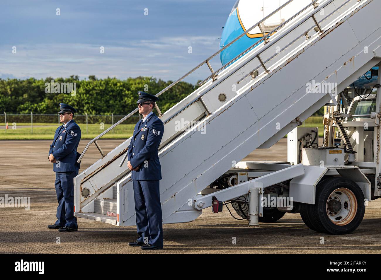 People wait for United States Vice President Kamala Harris and second ...