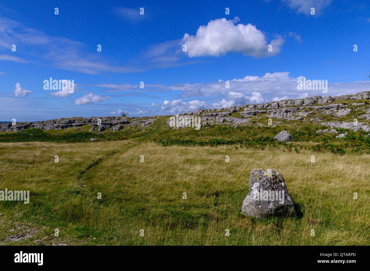 Footpath across Farleton fell near Milnthorpe in Cumbria Stock Photo ...