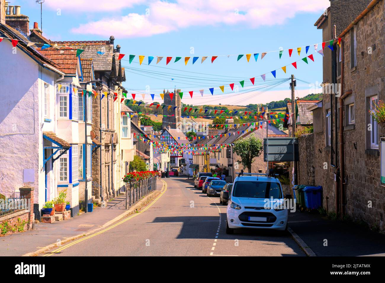 Moretonhampstead Dartmoor Devon street in beautiful National Park town ...