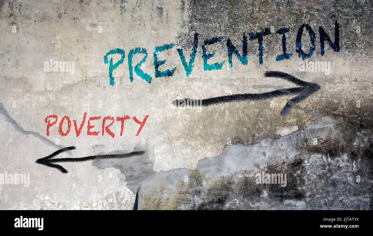 Street Sign the Direction Way to Prevention versus Poverty Stock Photo ...