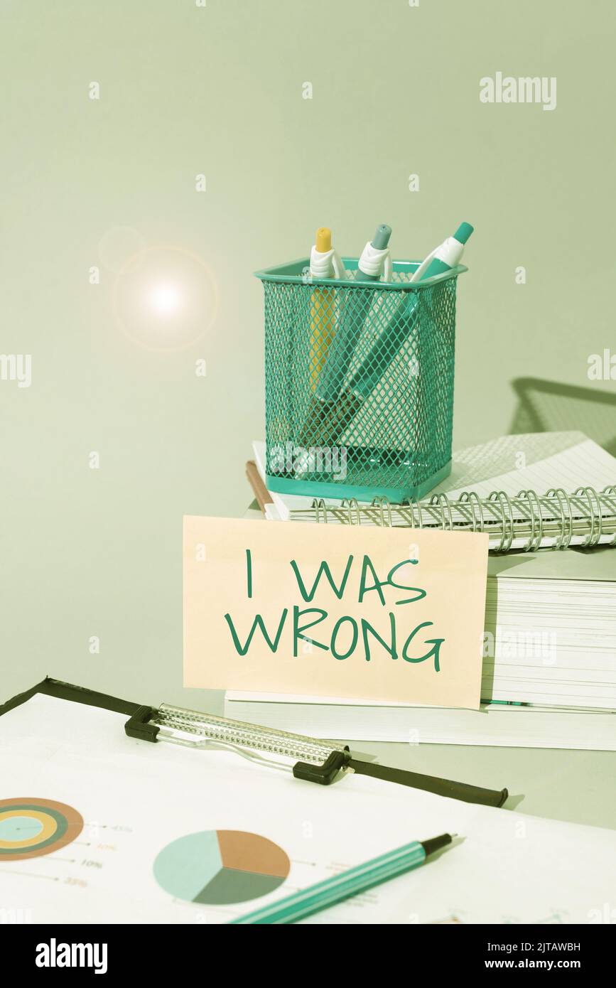 Handwriting text I Was Wrong. Word for Acceptance of a mistake error ...