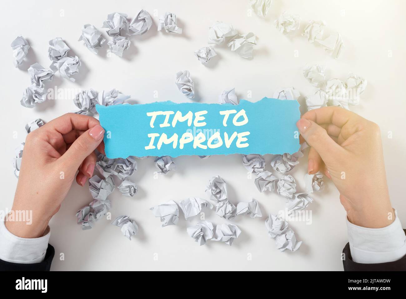 Text caption presenting Time To Improve. Business overview Telling ...