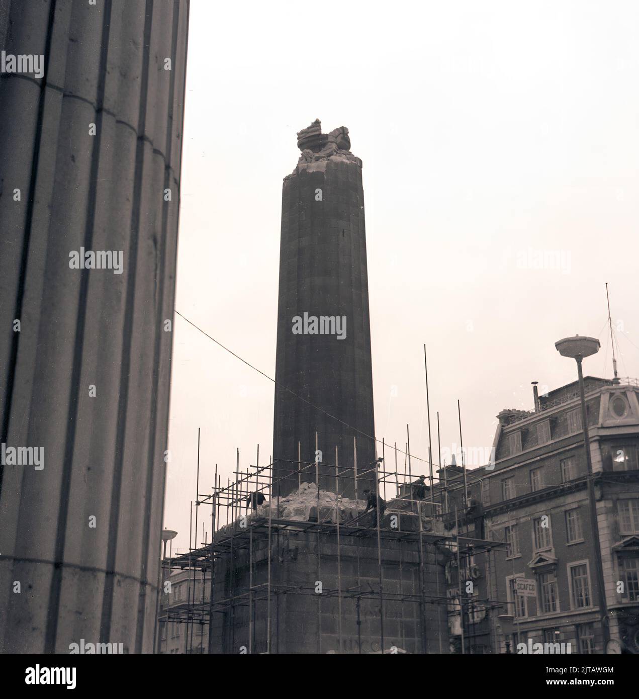 Nelson's column in Dublin, Ireland, 1966, after damage caused by ...