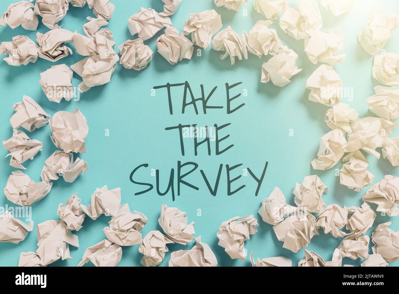 Text caption presenting Take The Survey. Word Written on Fill in the ...