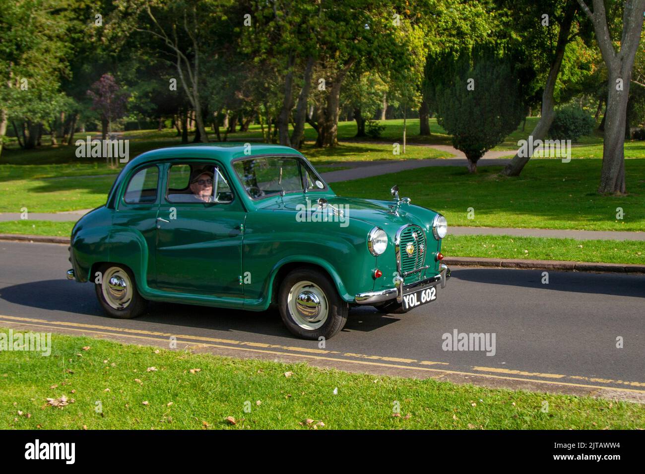 1959 50s fifties Green AUSTIN A 35 948cc petrol; Cars arriving at the ...