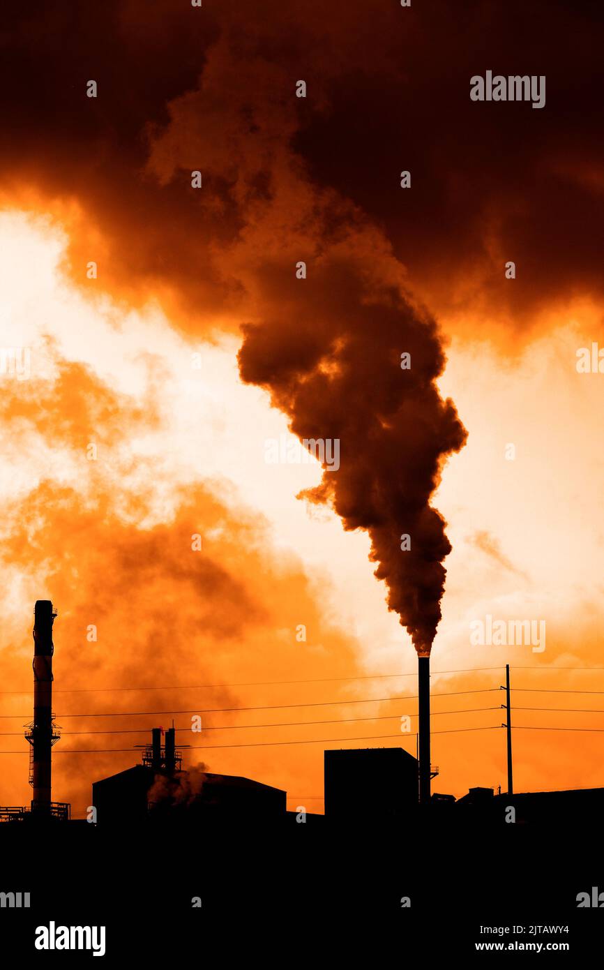 Pollution from smoke stack at a factory production bad for the ...