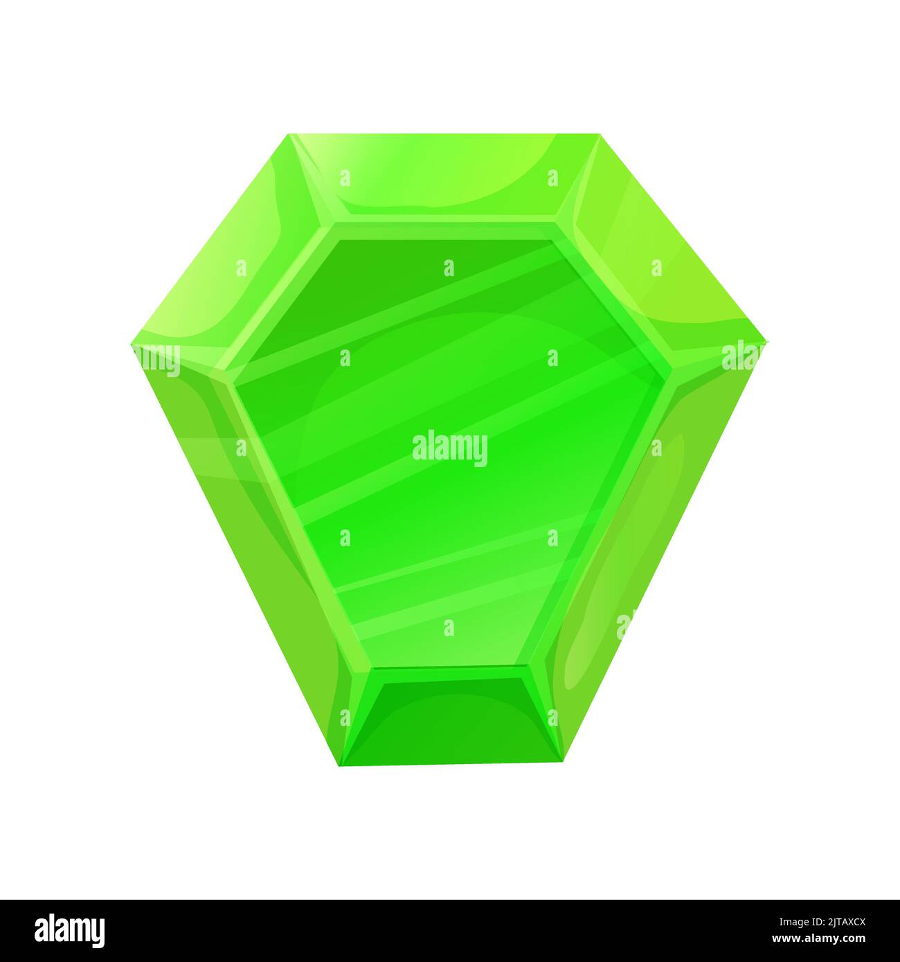Gemstone game asset in green color, jewel in cartoon style isolated on ...
