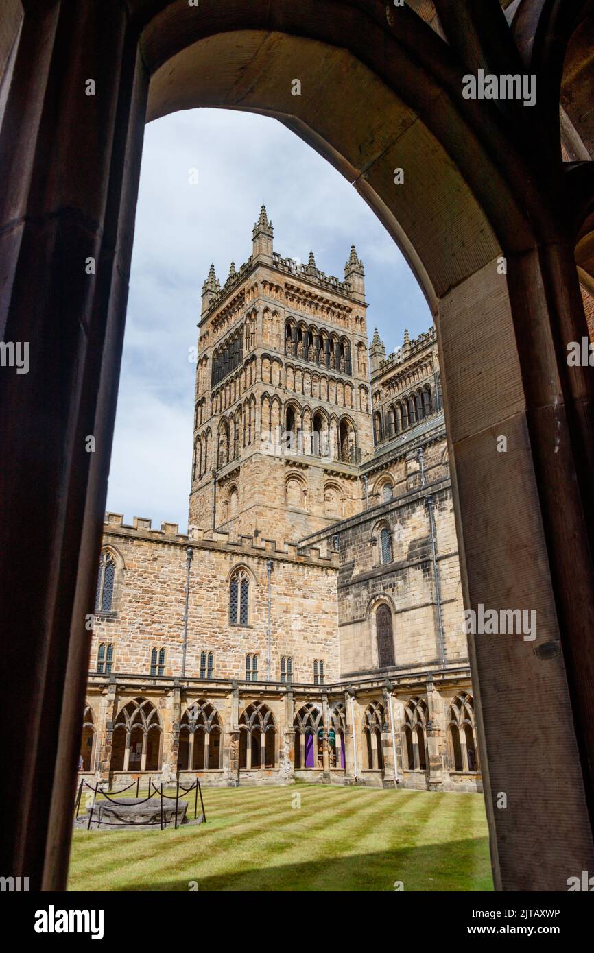 Durham cathedral tower framed through arch. County Durham Uk Stock ...