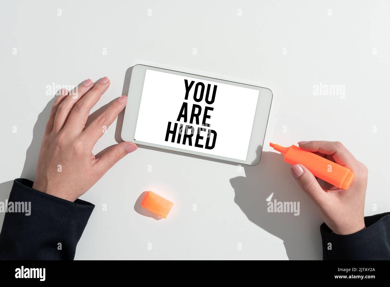 Inspiration showing sign You Are Hired. Business approach Receiving and ...