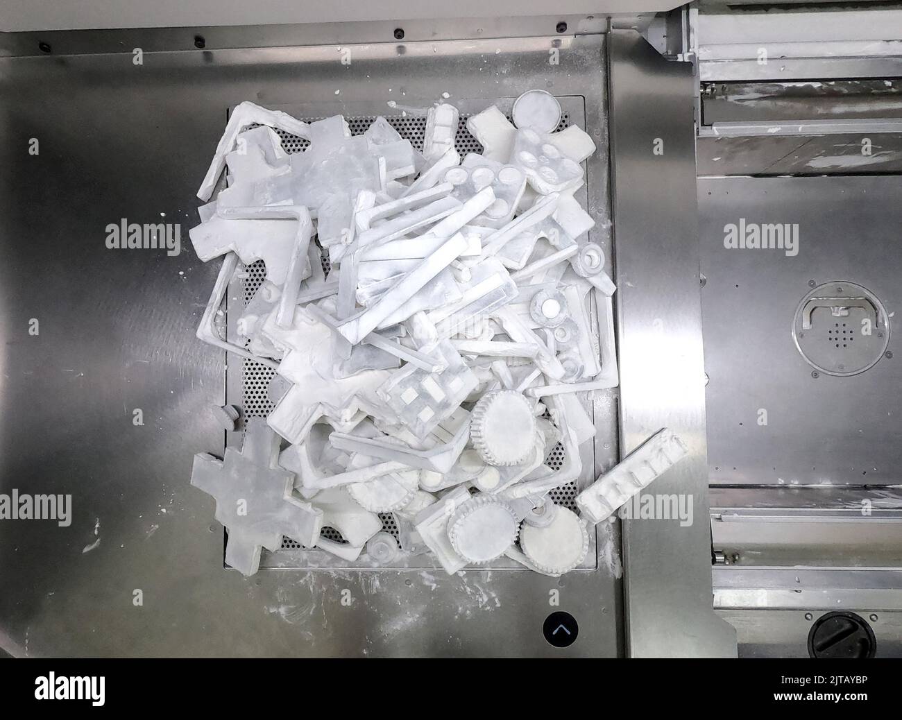 Detail objects printed on powder 3D printer and covered white polyamide ...