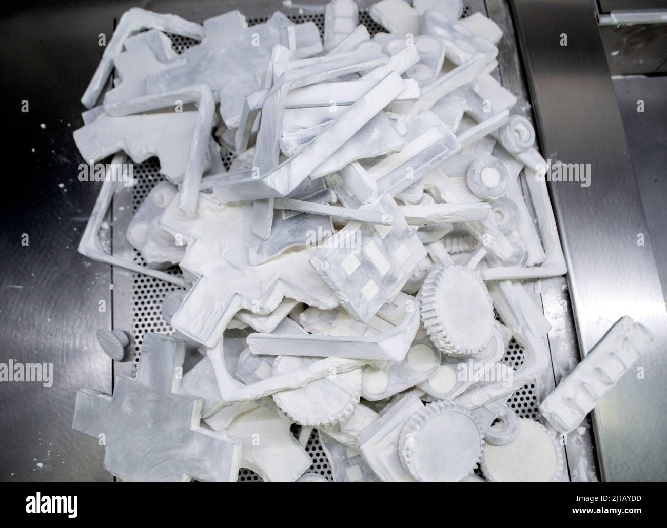 Detail objects printed on powder 3D printer and covered white polyamide ...