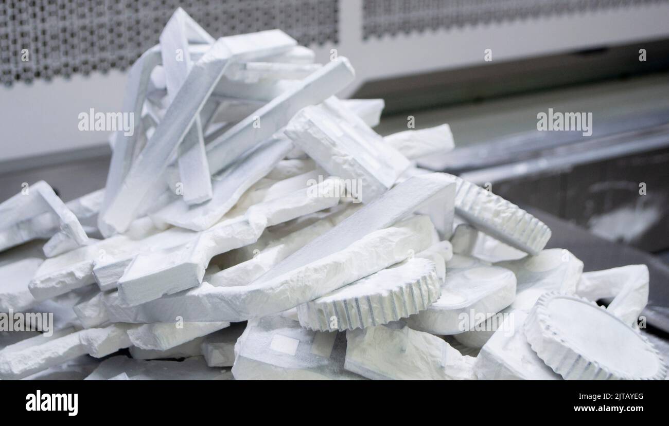 Detail objects printed on powder 3D printer and covered white polyamide ...