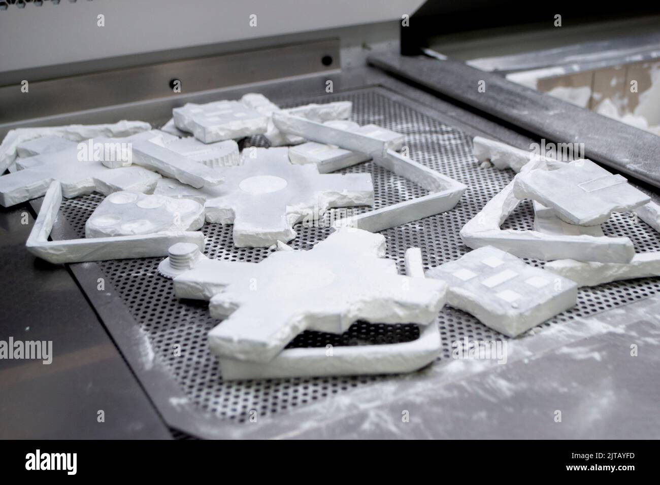 Detail objects printed on powder 3D printer and covered white polyamide ...