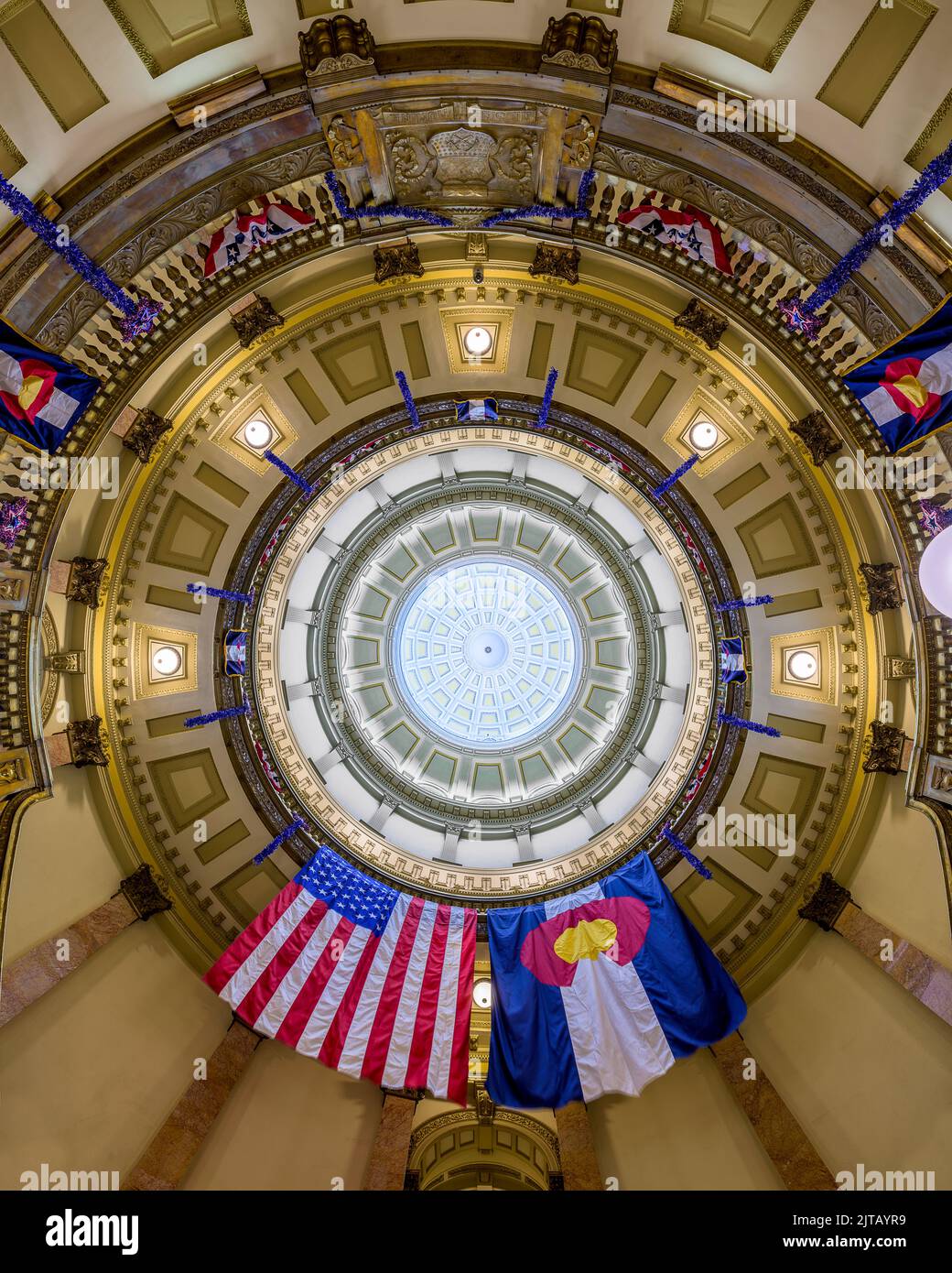 Inner dome and ceiling from the rotunda floor of the Colorado State ...