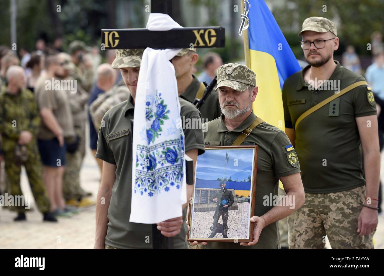 KYIV, UKRAINE - AUGUST 28, 2022 - The funeral service of Ukrainian ...