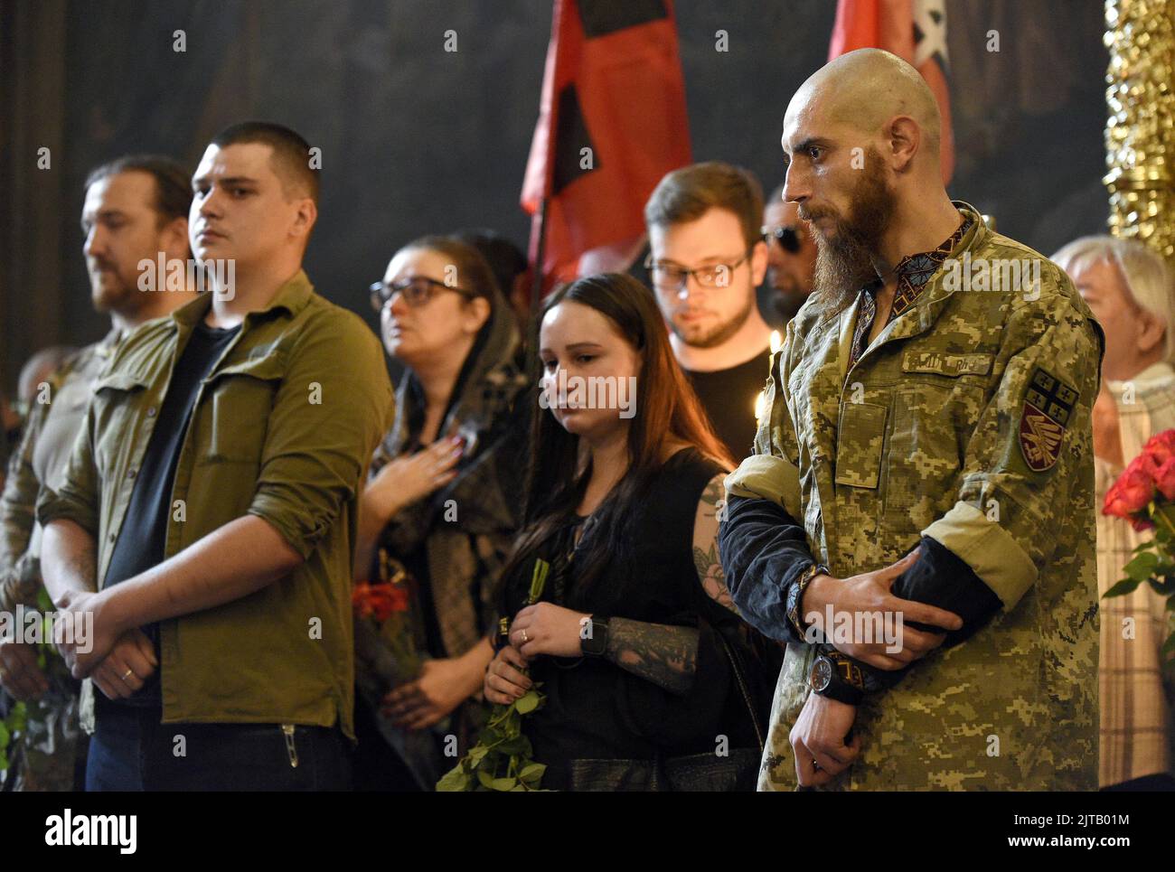 KYIV, UKRAINE - AUGUST 28, 2022 - People pay their last respects to ...