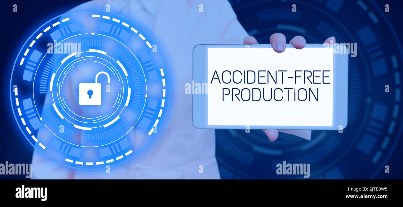Text caption presenting Accident Free Production, Business idea ...