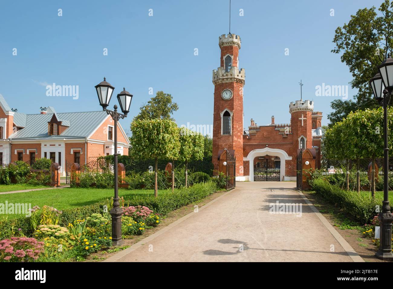 Ramon, Voronezh Region, Russia. August 19, 2021. Entrance gate with a ...