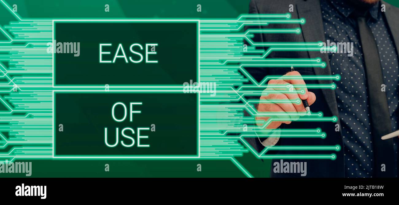 Inspiration showing sign Ease Of Use. Concept meaning User friendly easy to operate simple ...