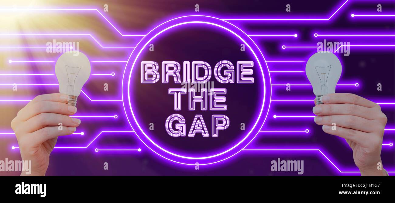 Conceptual display Bridge The Gap. Business idea Overcome the obstacles ...