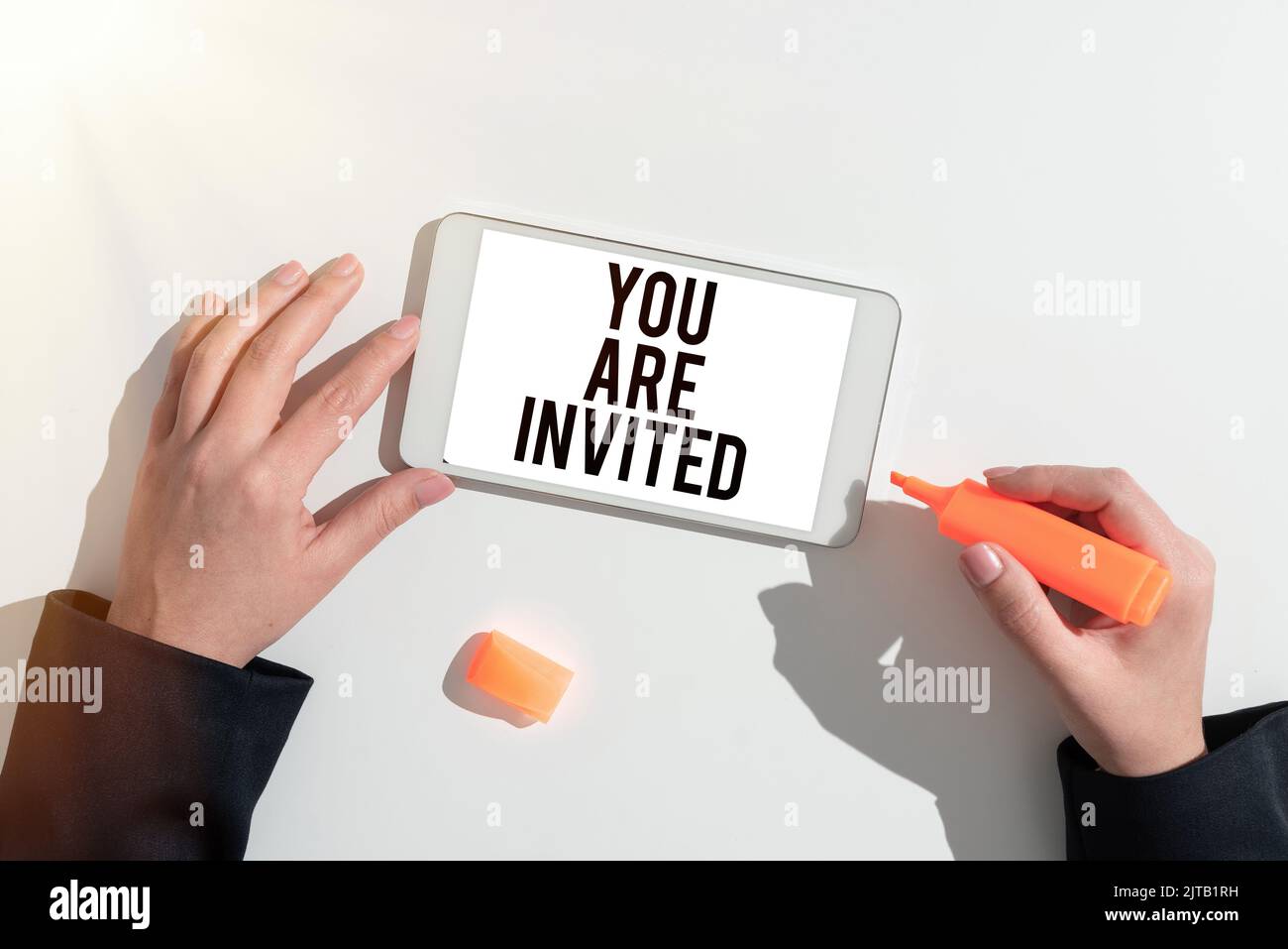 Text caption presenting You Are Invited. Business showcase Receiving ...