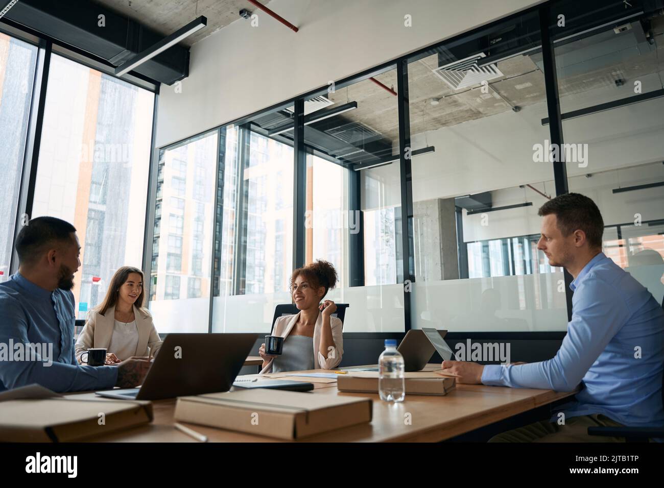 Colleagues office meeting big digital hi-res stock photography and ...