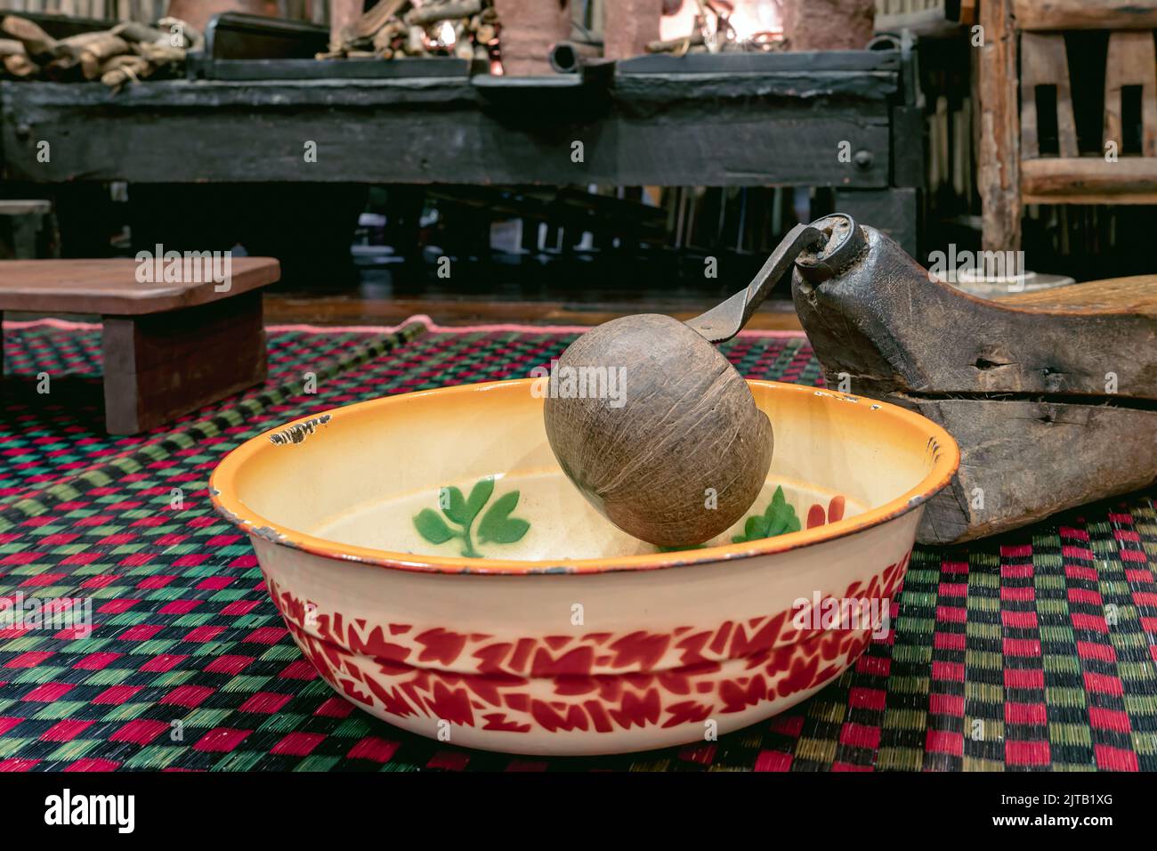 Variety and types of utensils for simple cooking of Asian families in ...