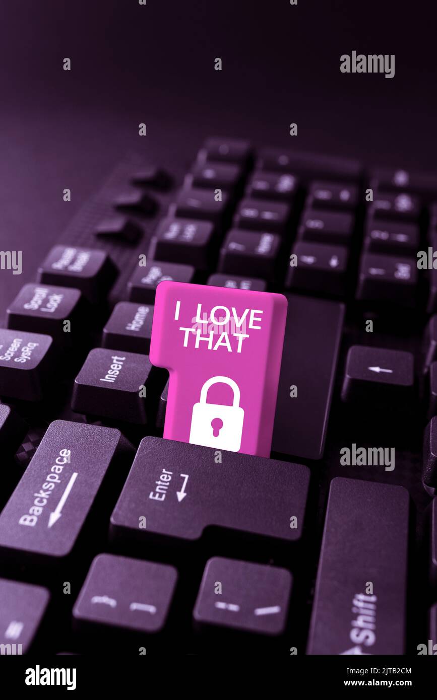 Text sign showing I Love That. Conceptual photo Having affection for ...