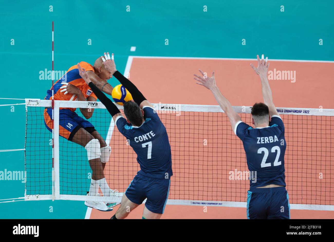 LJUBLJANA, SLOVENIA - AUGUST 29: Facundo Conte of Argentina and Nicolas ...
