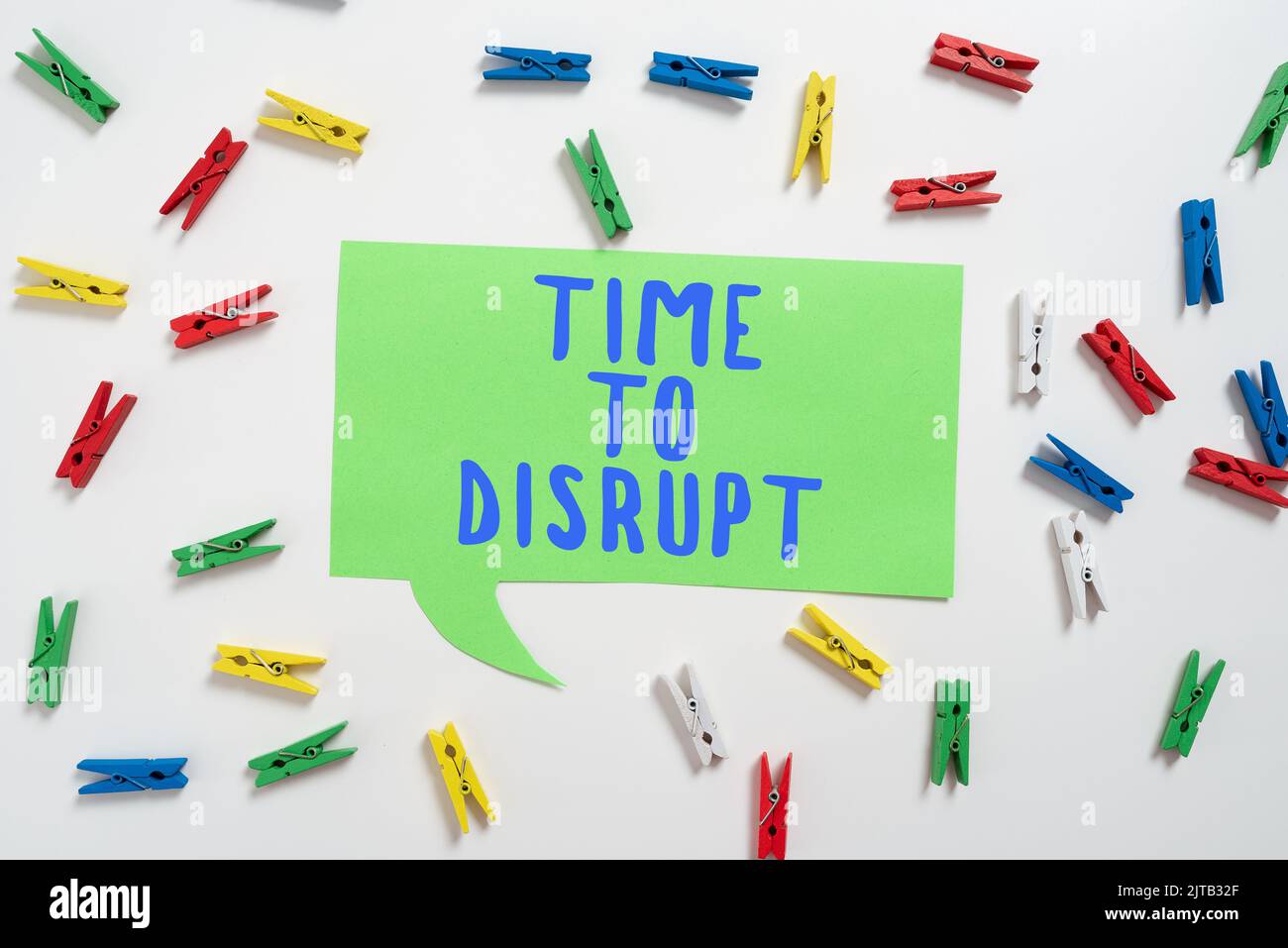 Text caption presenting Time To Disrupt. Business showcase Moment of ...