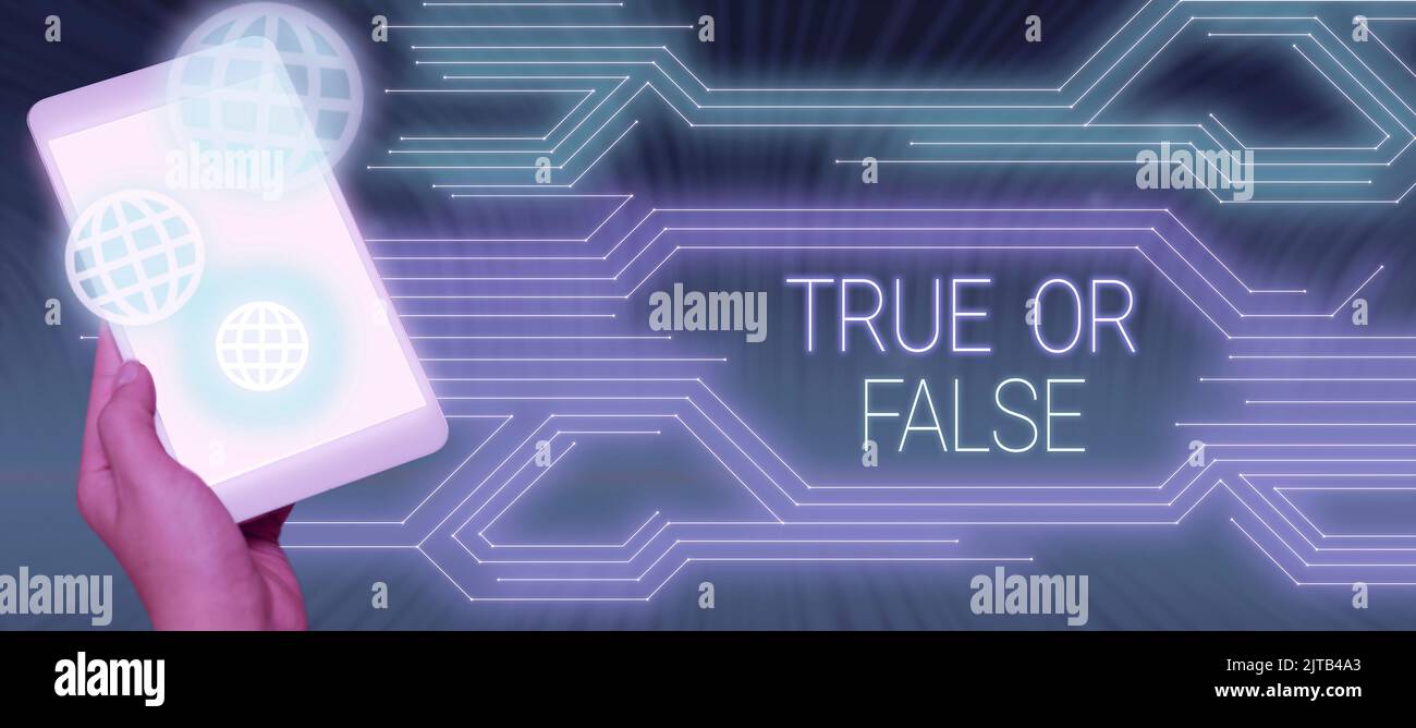 Text caption presenting True Or False. Word for Decide between a fact ...