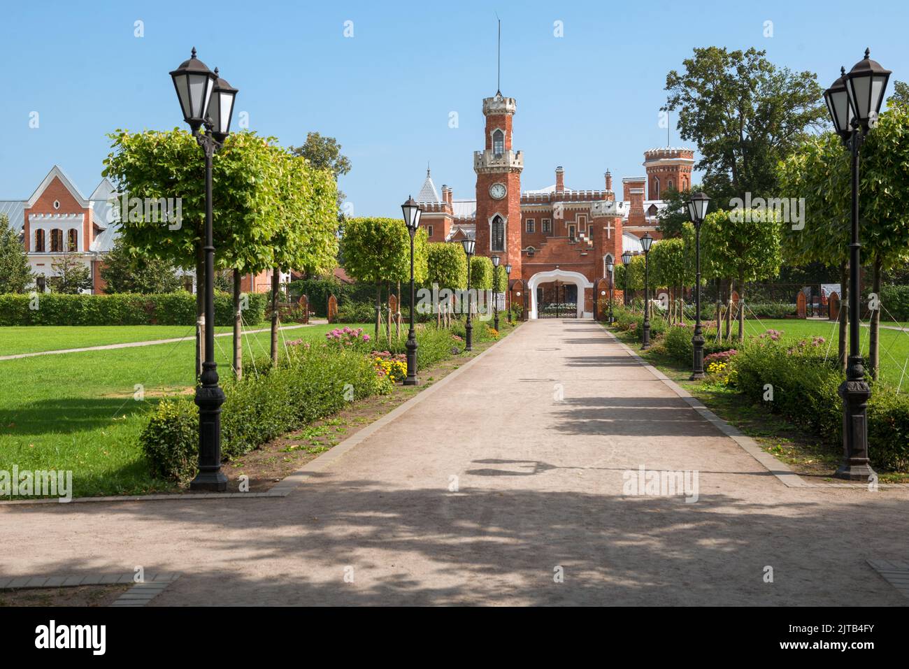 Ramon, Voronezh Region, Russia. August 19, 2021. Entrance gate with a ...