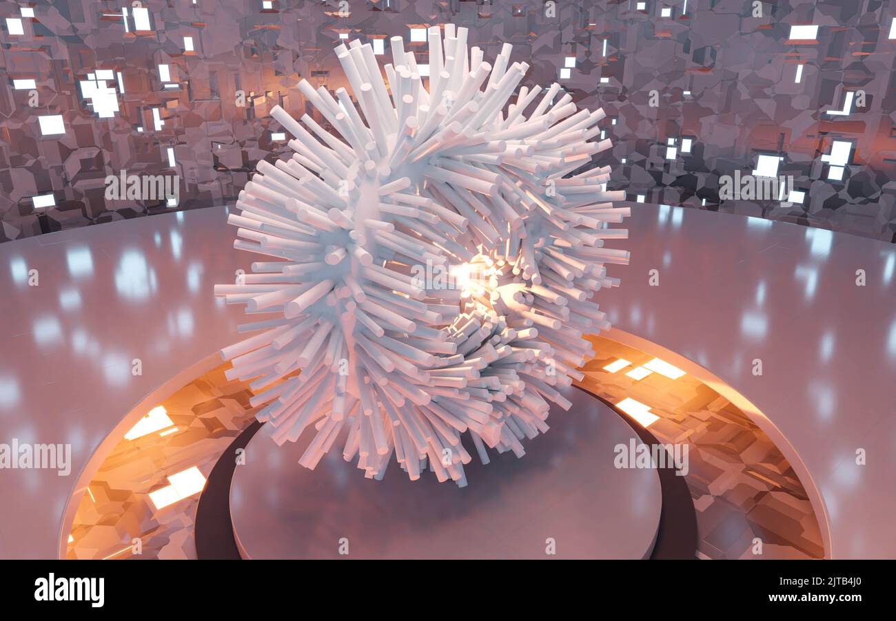 futuristic circular geometric shape object with coloured led lights 3d ...