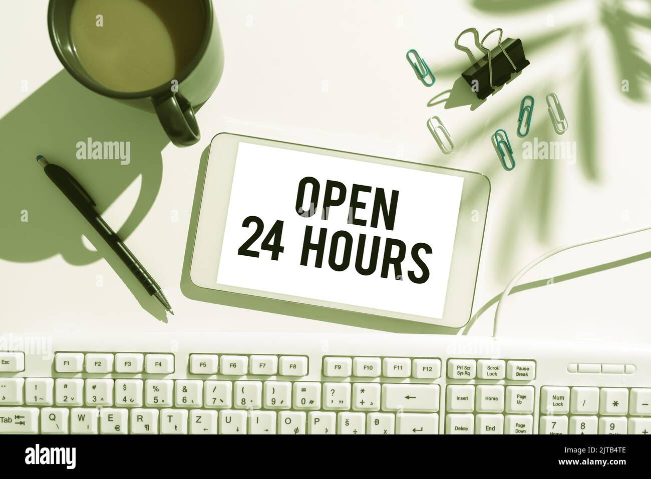 Inspiration showing sign Open 24 Hours. Word for Working all day ...