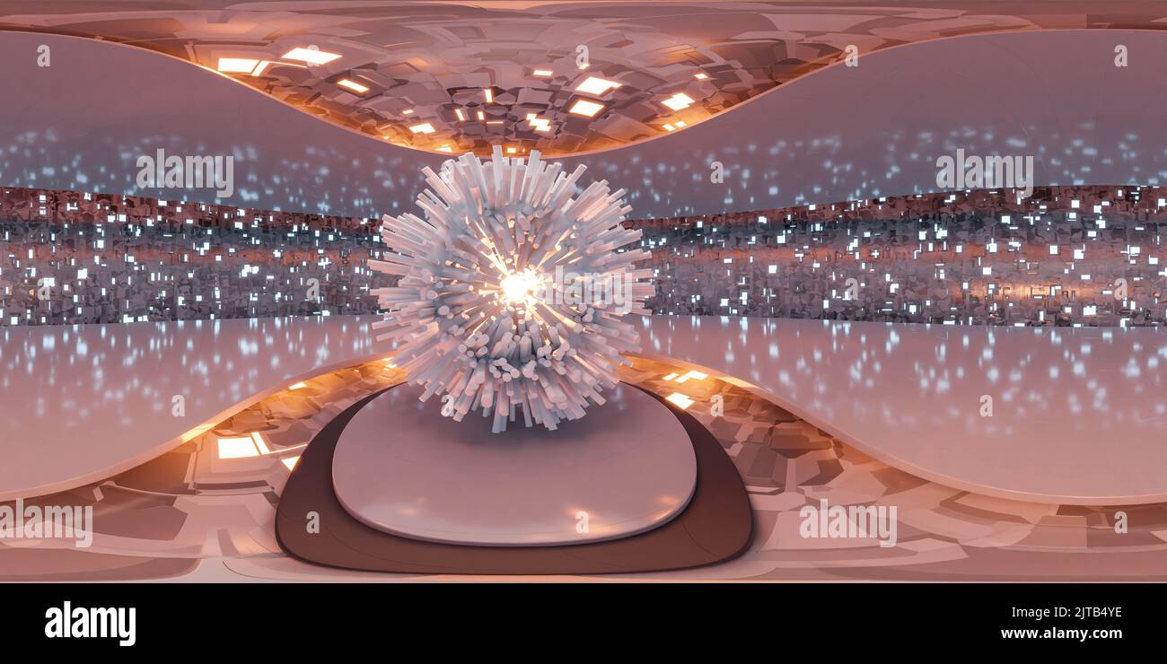 360 degree full panorama environment map of futuristic circular ...