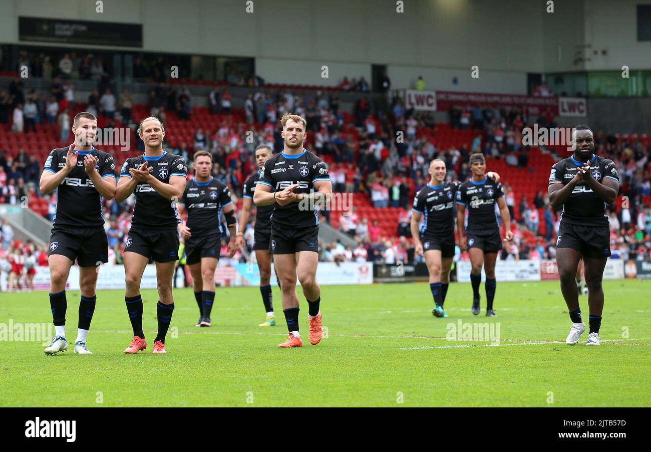 Wakefield Trinity walk over the their fans applauding after the Betfred ...