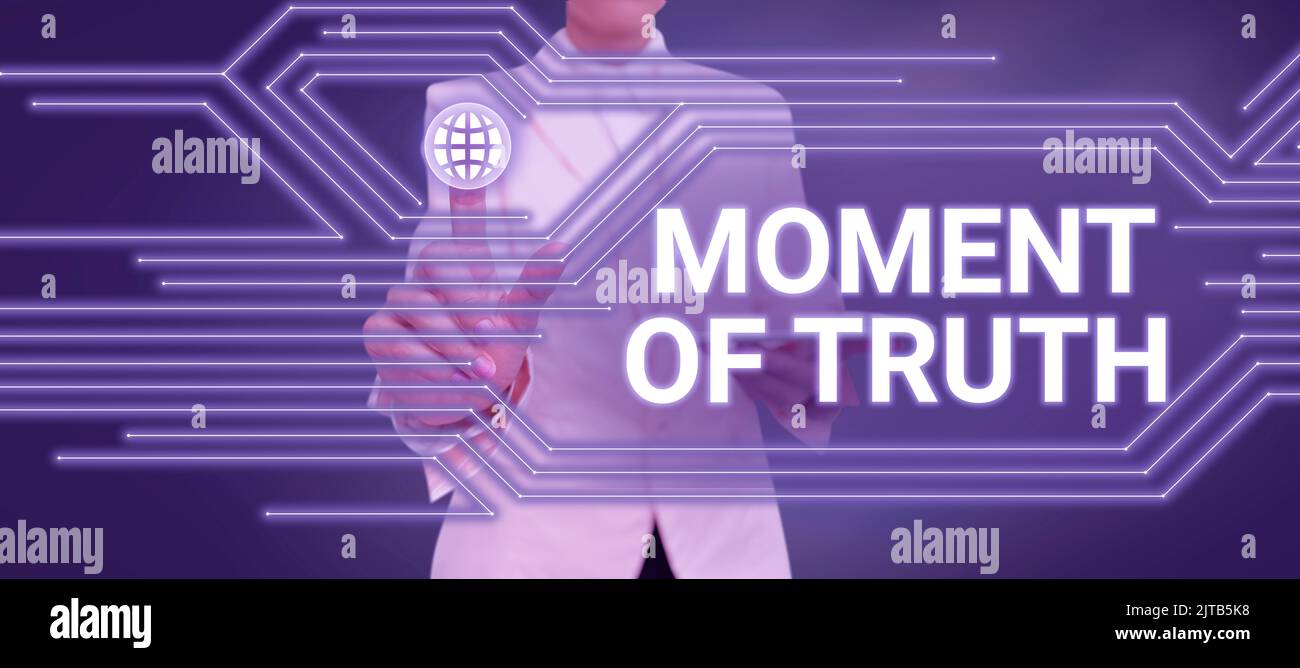 Conceptual display Moment Of Truth. Concept meaning Time to make a ...