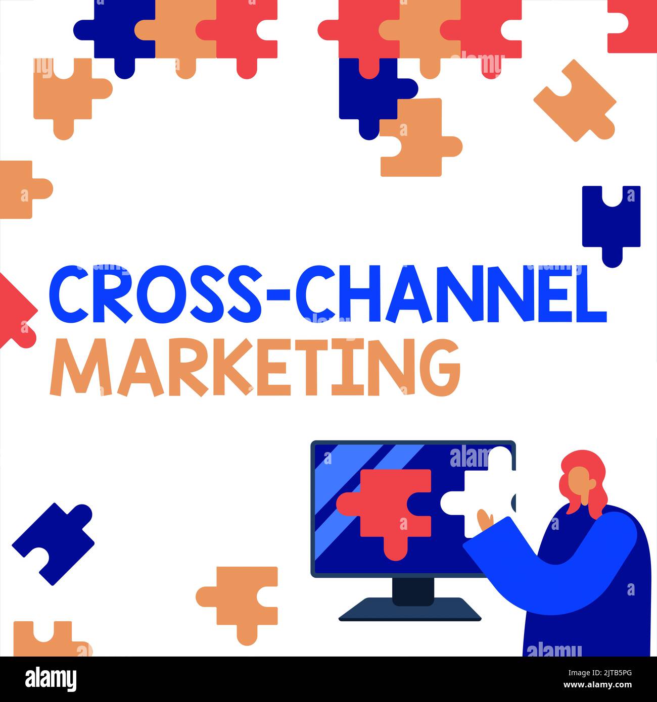 Hand writing sign Cross Channel Marketing. Word for Engaging with ...