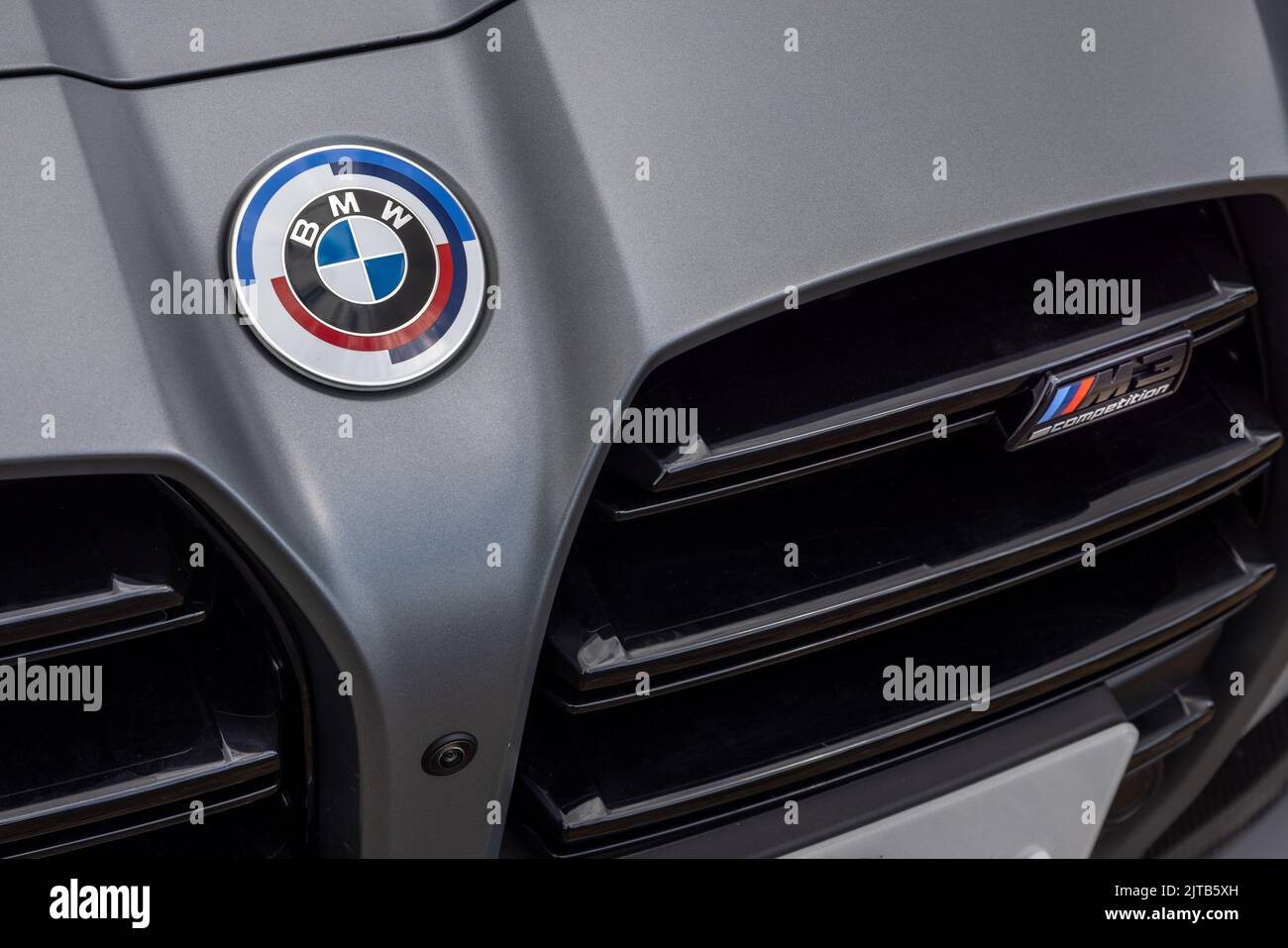 BMW 50 Years of M heritage bonnet badge Stock Photo - Alamy