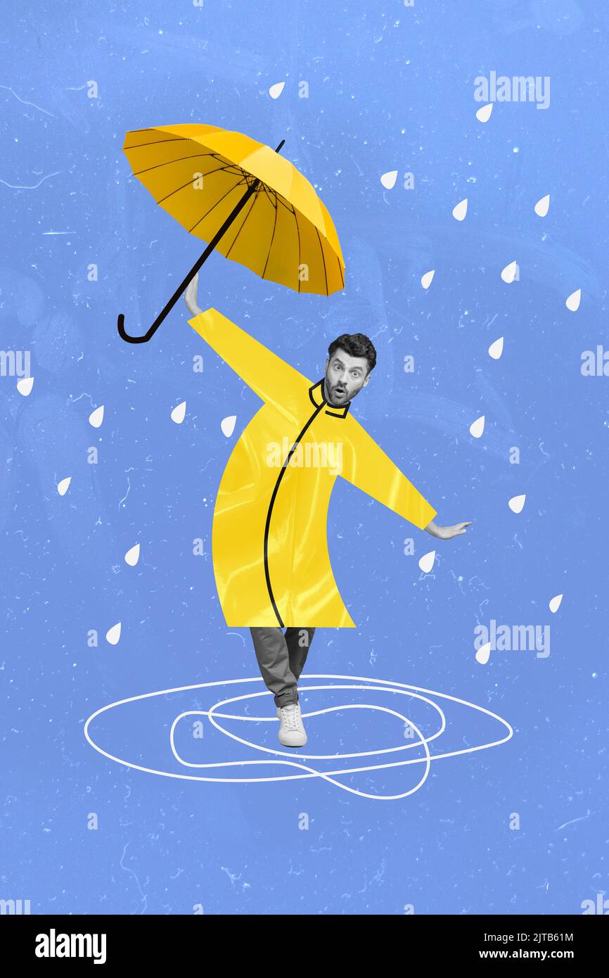 Vertical collage picture of impressed crazy gun black white colors ...