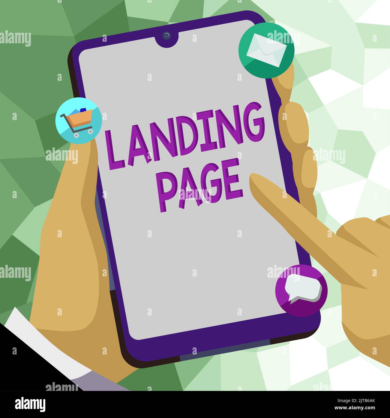 Inspiration showing sign Landing Page. Word Written on Website accessed by clicking a link on ...