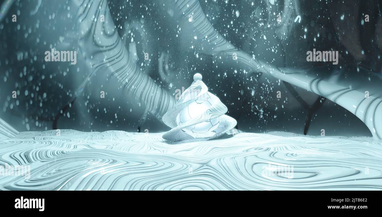 abstract candle light in dark cold winter environment 3d render ...