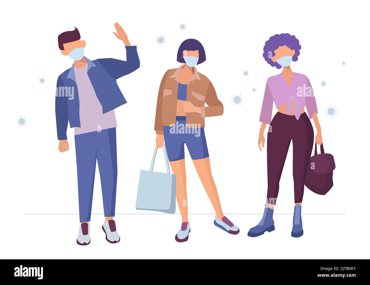 Group wearing face masks Stock Vector Images - Alamy