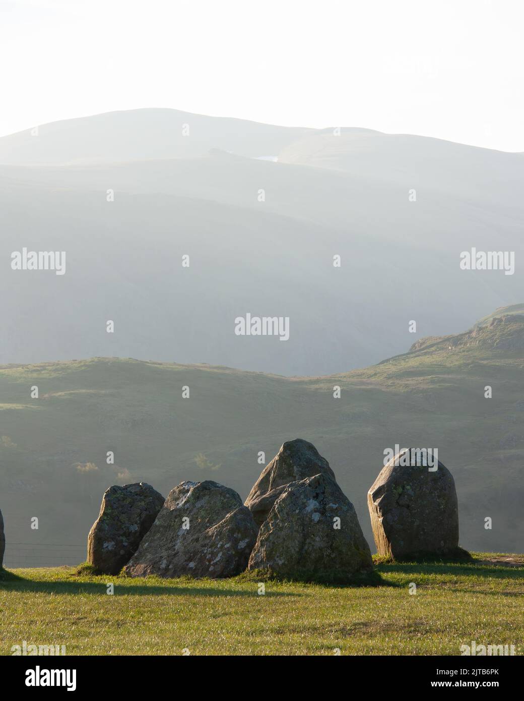 A scenic view of Dramatic megalithic Castlerigg Stone Circle in the ...
