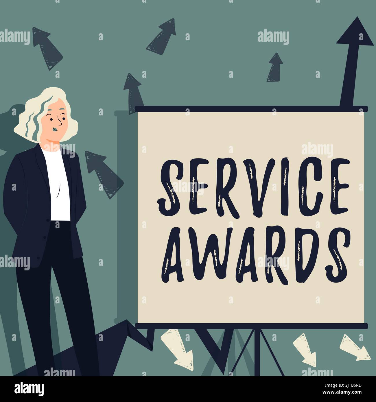 Sign displaying Service AwardsRecognizing an employee for his or her ...