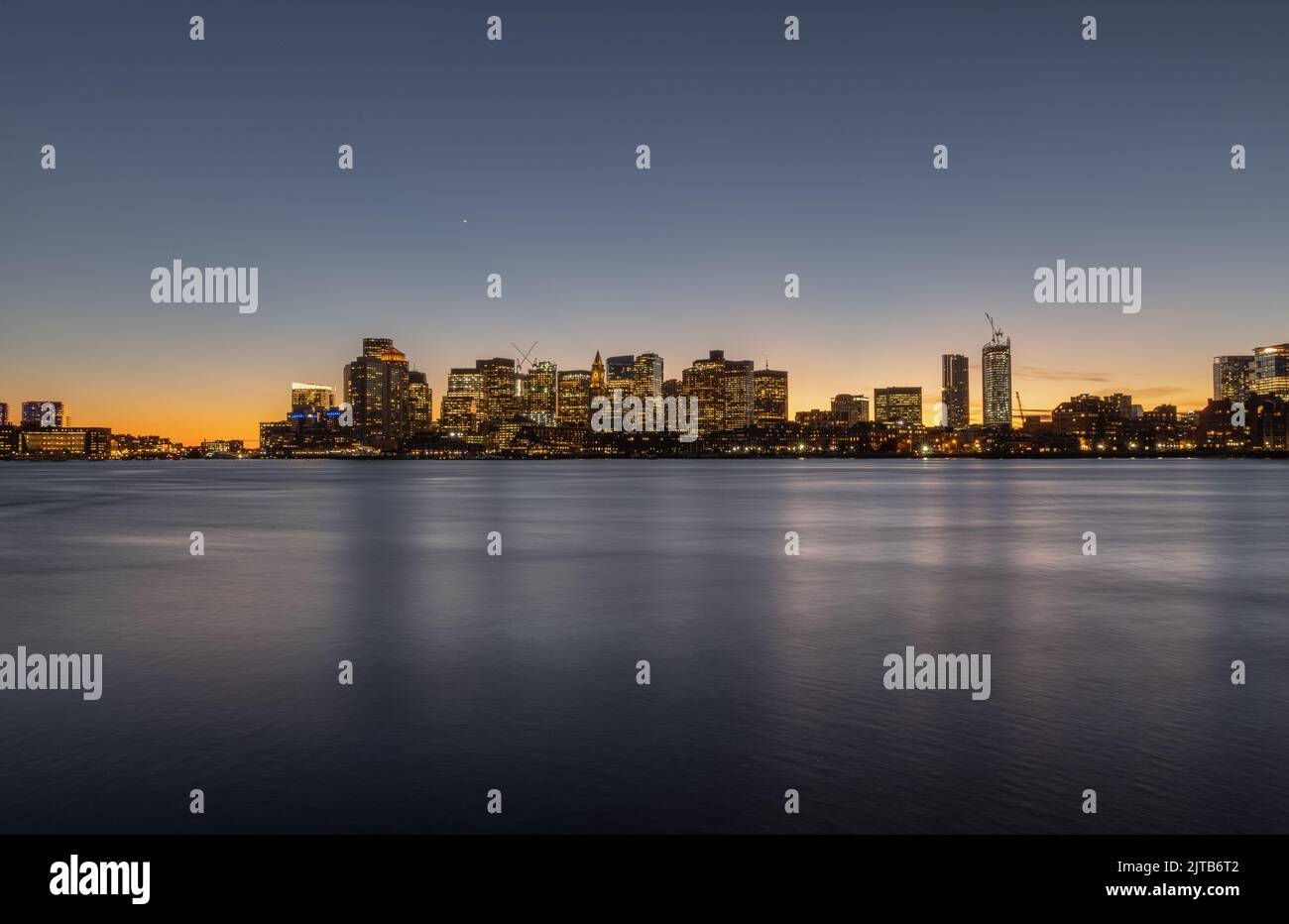 The Boston skyline at sunset. Massachusetts, United States Stock Photo ...